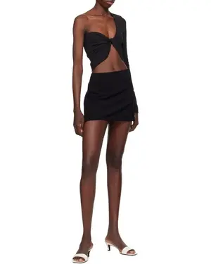 COURREGES Asymmetrical Draped Long Sleeve Crop Top