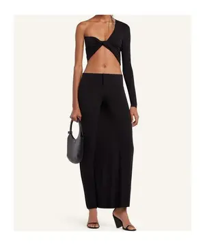 COURREGES Asymmetrical Draped Long Sleeve Crop Top