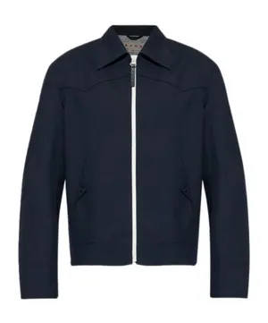 Marni Logo Patch Zip-up Jacket - Black