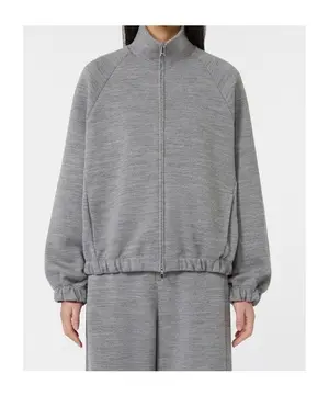Max Mara Frine High-neck Zipped Sweatshirt - Light Gray