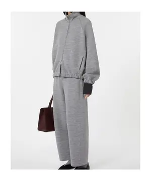 Max Mara Frine High-neck Zipped Sweatshirt - Light Gray