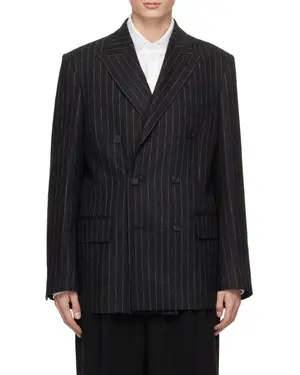 GOLDEN GOOSE Double-breasted Striped Blazer - Black