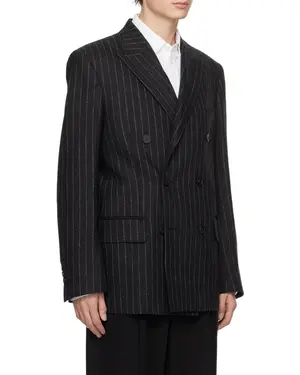 GOLDEN GOOSE Double-breasted Striped Blazer - Black