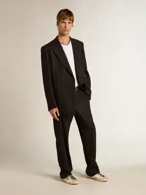 GOLDEN GOOSE Double-breasted Striped Blazer - Black
