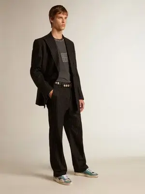 GOLDEN GOOSE Double-breasted Striped Blazer - Black