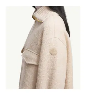 Moncler Wool-blend Bouclé Zip-up Shirt - Light Beige