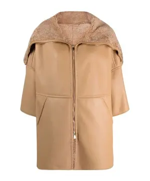 Max Mara Shearling Trim Cape Coat - No