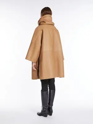 Max Mara Shearling Trim Cape Coat