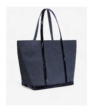 Vanessa Bruno Large Cabas Tote Bag With Sequin Embellishments - Denim