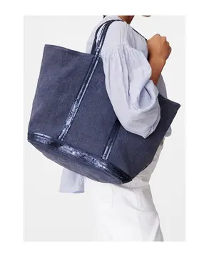 Vanessa Bruno Large Cabas Tote Bag With Sequin Embellishments - Denim