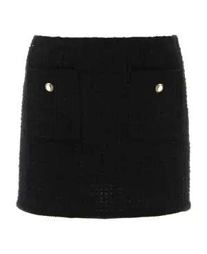 Miu Miu Button Detailed Mid-rise Skirt - Black