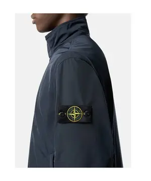 Stone Island Logo Patch High Neck Jacket - Blue