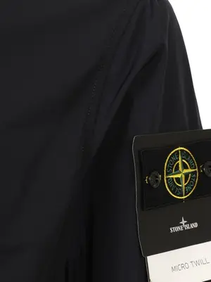 Stone Island Logo Patch High Neck Jacket - Blue