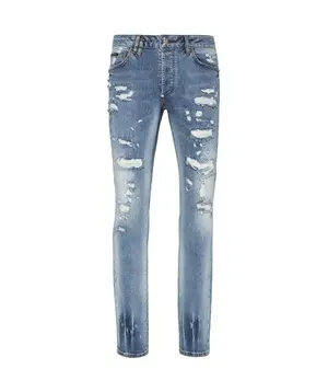 Philipp Plein Belt-loop Jeans With Skull And Bone Embroidery