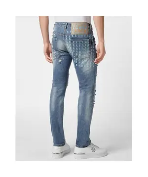 Philipp Plein Belt-loop Jeans With Skull And Bone Embroidery