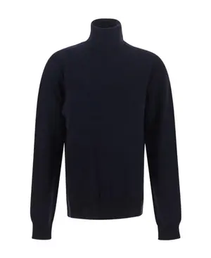 MAISON MARGIELA Navy Blue Logo Knitted Pullover - Black