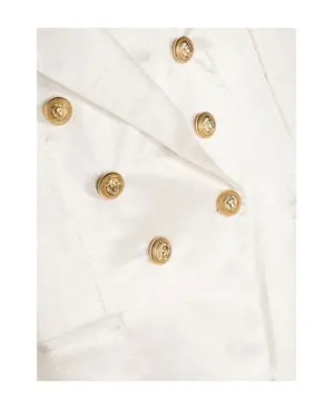 Balmain Double-breasted Corduroy Blazer - White