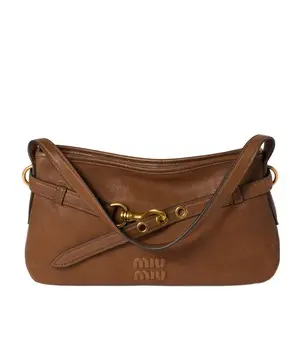 Miu Miu Aventure Nappa Leather Shoulder Bag - Oak