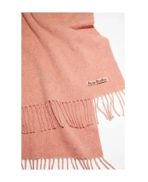 Acne Studios Logo Patch Fringed-edge Scarf - Pink