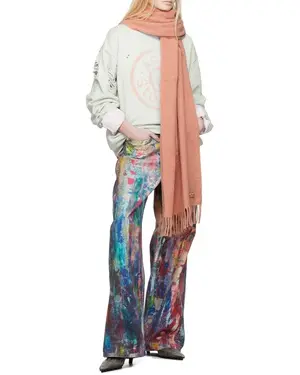 Acne Studios Logo Patch Fringed-edge Scarf - Pink