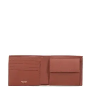 FERRAGAMO Gancini Plaque Bi-fold Wallet - Brown