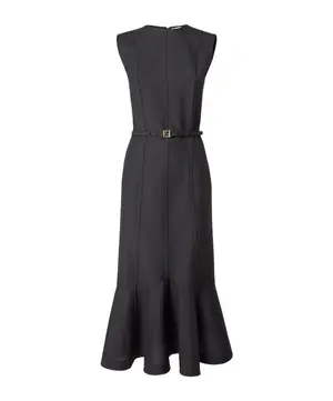 Fendi Sleeveless Peplum Midi Dress - Black