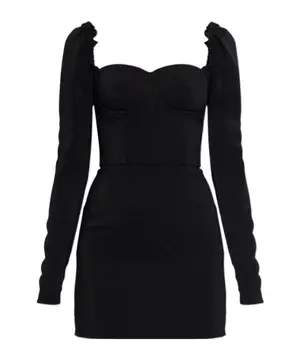 Dolce & Gabbana Sweetheart Neck Mini Dress With Long Sleeves