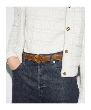 Gucci Blondie Logo Plaque Belt - Brown
