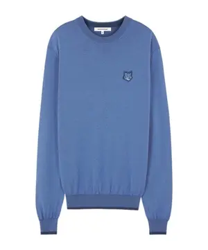 Maison Kitsuné Fox Head Patch Fine-knit Jumper - Blue