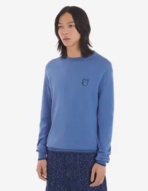 Maison Kitsuné Fox Head Patch Fine-knit Jumper - Blue