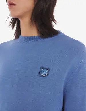 Maison Kitsuné Fox Head Patch Fine-knit Jumper - Blue