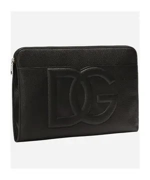 Dolce & Gabbana Large Embossed Dg Logo Zipped Pouch