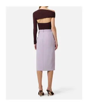 Elisabetta Franchi Asymmetrical One-shoulder Long Sleeve Top - Black