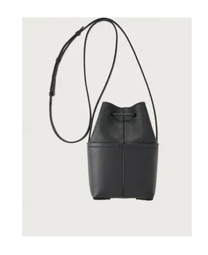 FERRAGAMO Gancini Logo Drawstring Bucket Bag - Black