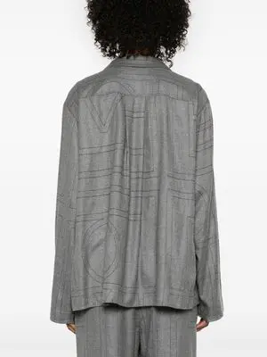 TOTEME Long-sleeved Monogram Flannel Shirt - Light Grey