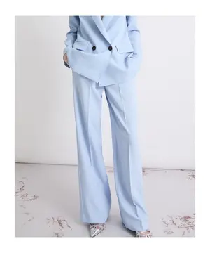 Marella Tailored Wide Leg Trousers - Light Blue
