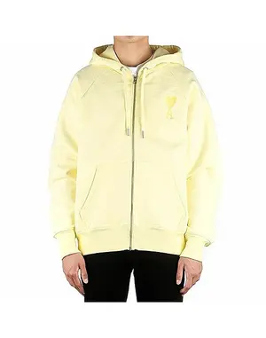 AMI Paris Logo-print Zipped Hoodie - Nude