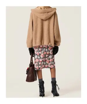 Miu Miu Hooded Zip-up Jacket With Embroidered Logo