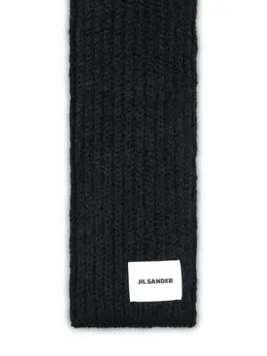JIL SANDER Brushed Logo-patch Scarf - Black