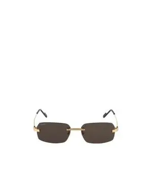Cartier Rimless Rectangle Sunglasses - Brown
