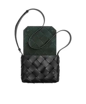 Bottega Veneta Diago Woven Leather Crossbody Bag - Black