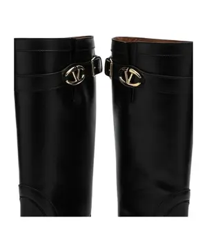Valentino Garavani Vlogo Buckle Knee High Boots