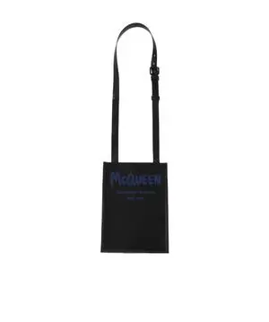 Alexander McQueen Graffiti Logo Print Messenger Bag - Black