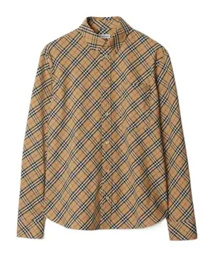 Burberry Checked Long Sleeved Shirt - Sand