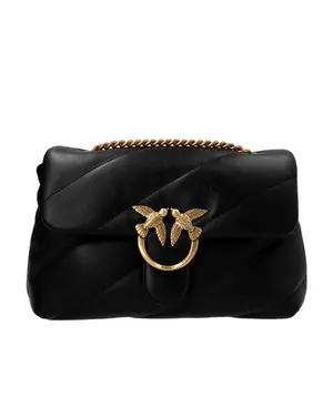 Pinko Love Classic Puff Logo Plaque Shoulder Bag - Black