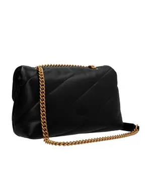 Pinko Love Classic Puff Logo Plaque Shoulder Bag - Black