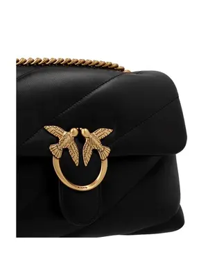 Pinko Love Classic Puff Logo Plaque Shoulder Bag - Black