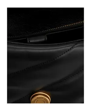 Pinko Love Classic Puff Logo Plaque Shoulder Bag - Black