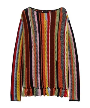 Prada Striped Fringed Jumper