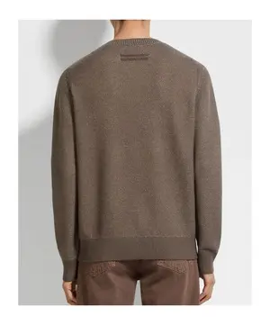 Zegna Crewneck Cashmere Sweater With Jacquard Pattern